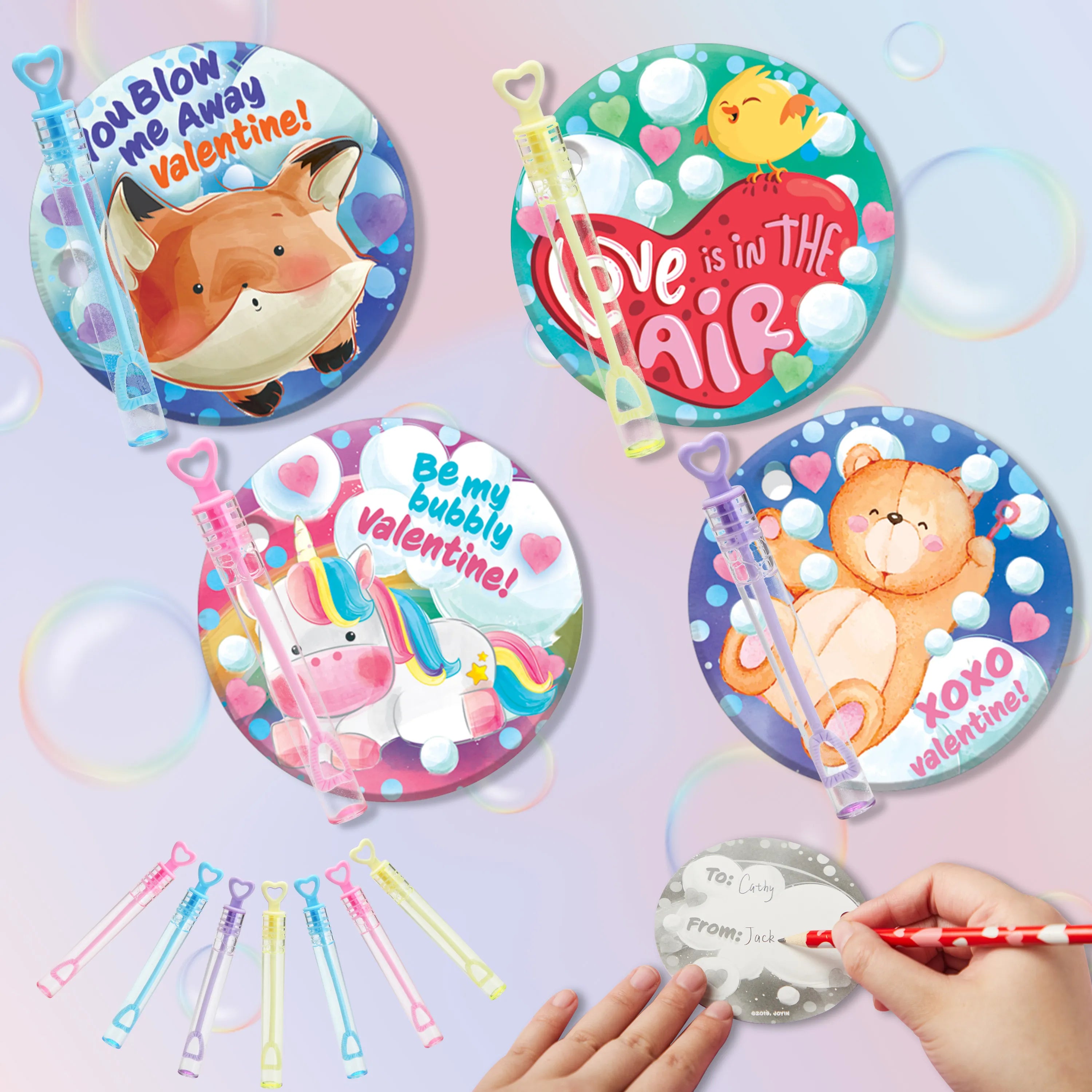 Valentine's Day Gift Card Set - Mini Bubble Wands (32 Pcs) | Joyin