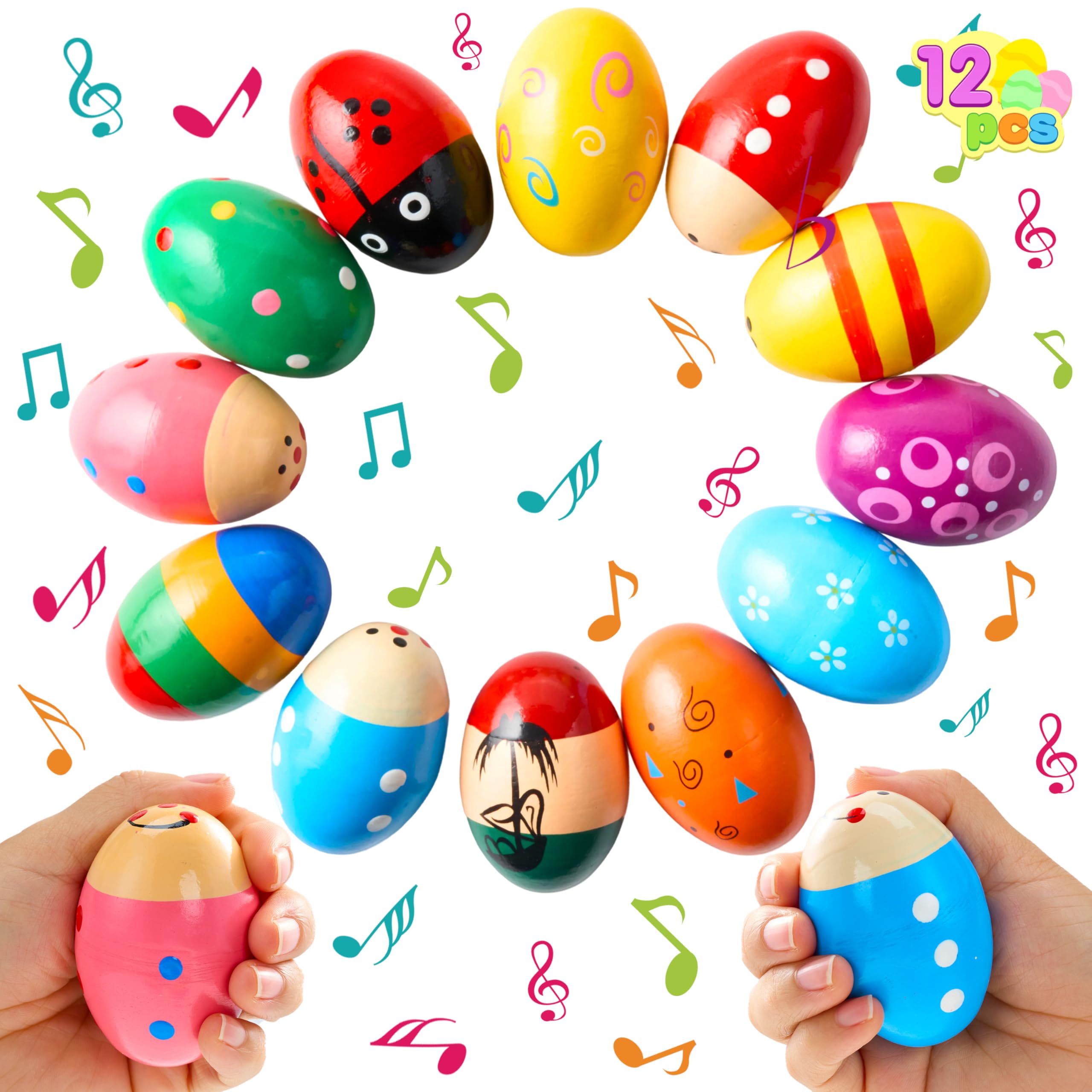 12 Pcs Wooden Egg Shakers Maracas Percussion Musical Instrument for ...