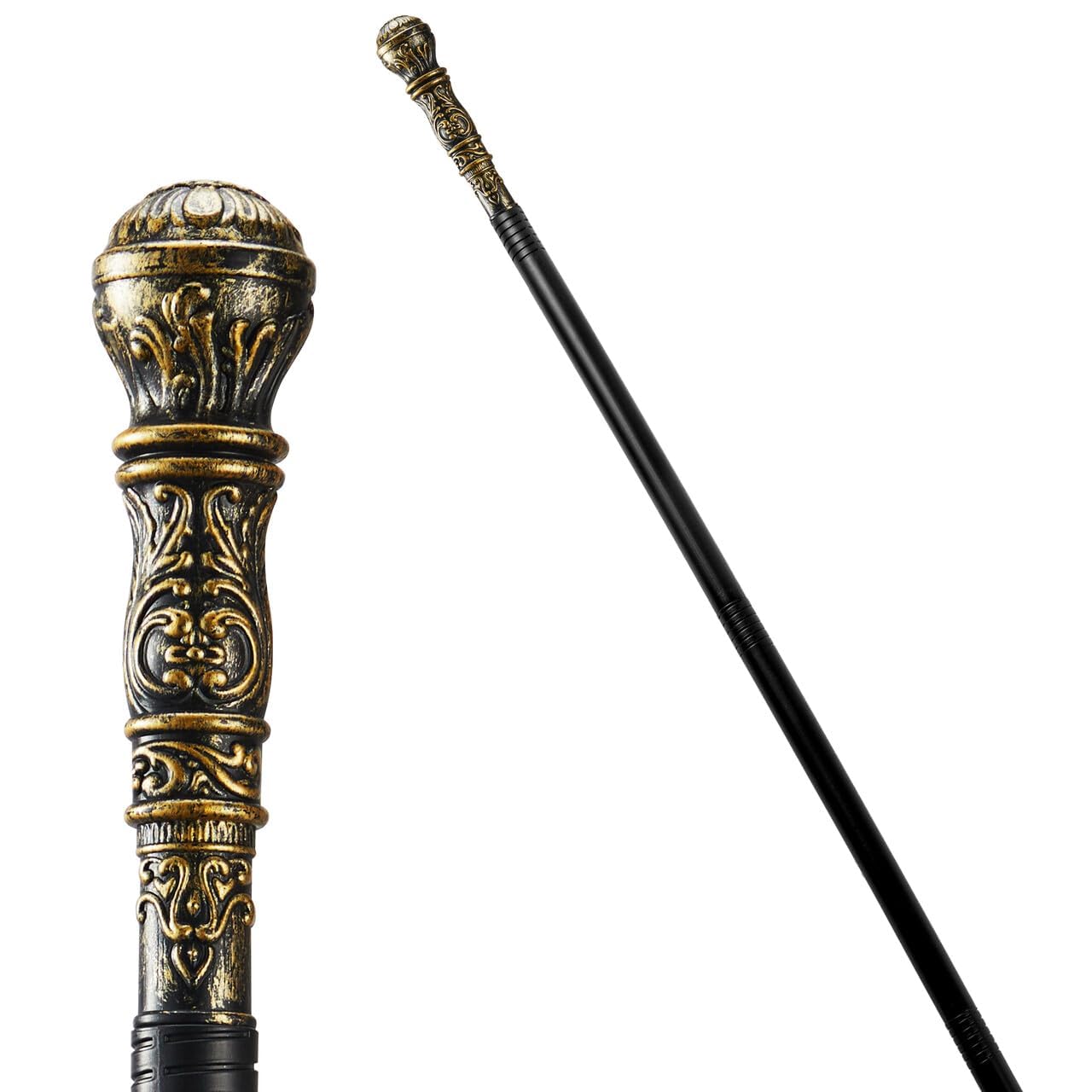 Halloween Staff, Elegant Vintage Gold Walking Cane Prop Stick