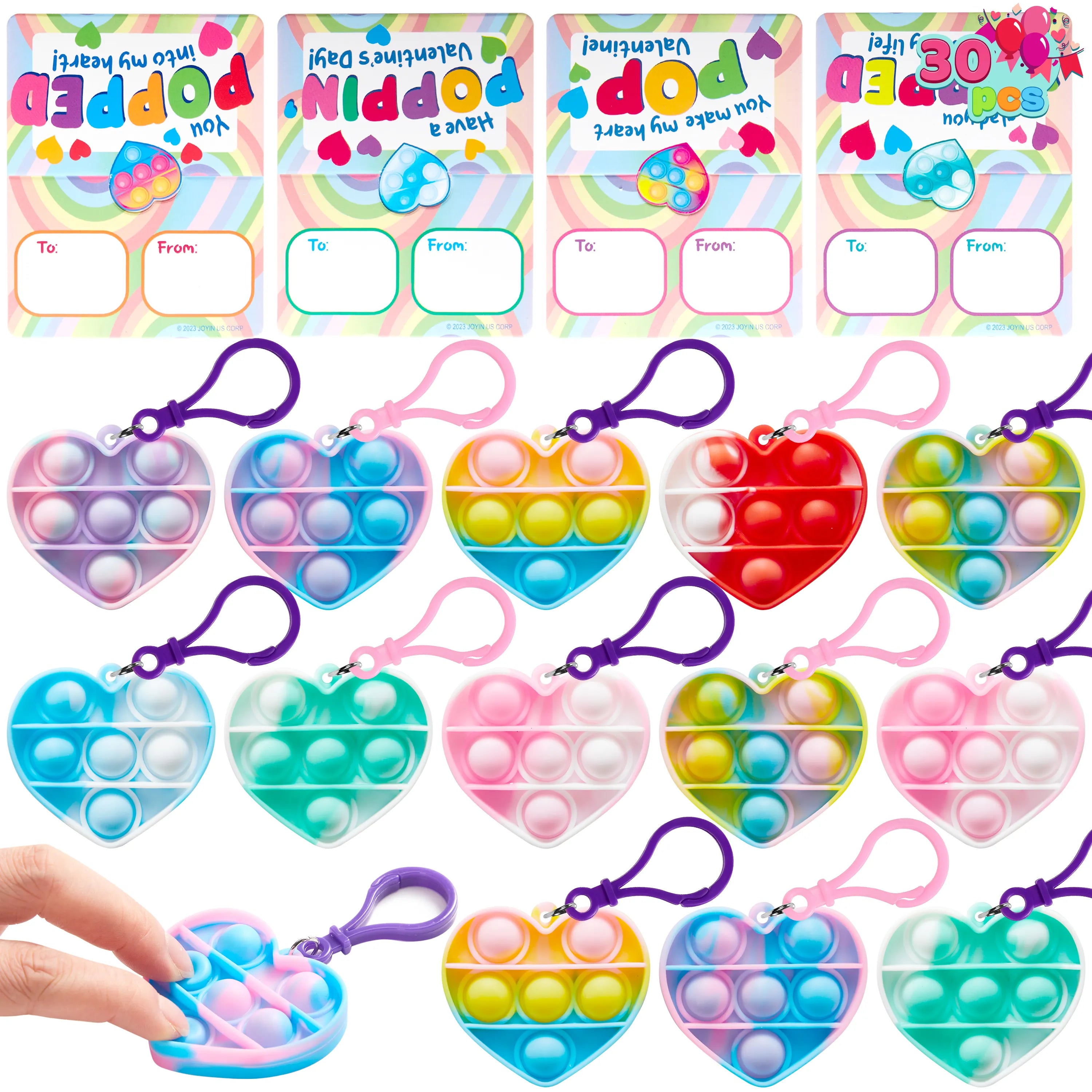 30 Packs Valentine’s Day Gift Cards with Heart Shape Pressure Release