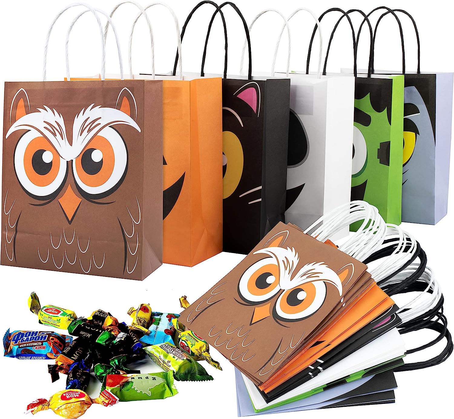 Halloween Colorful Bags with Handles, 24 Pcs - JOYIN