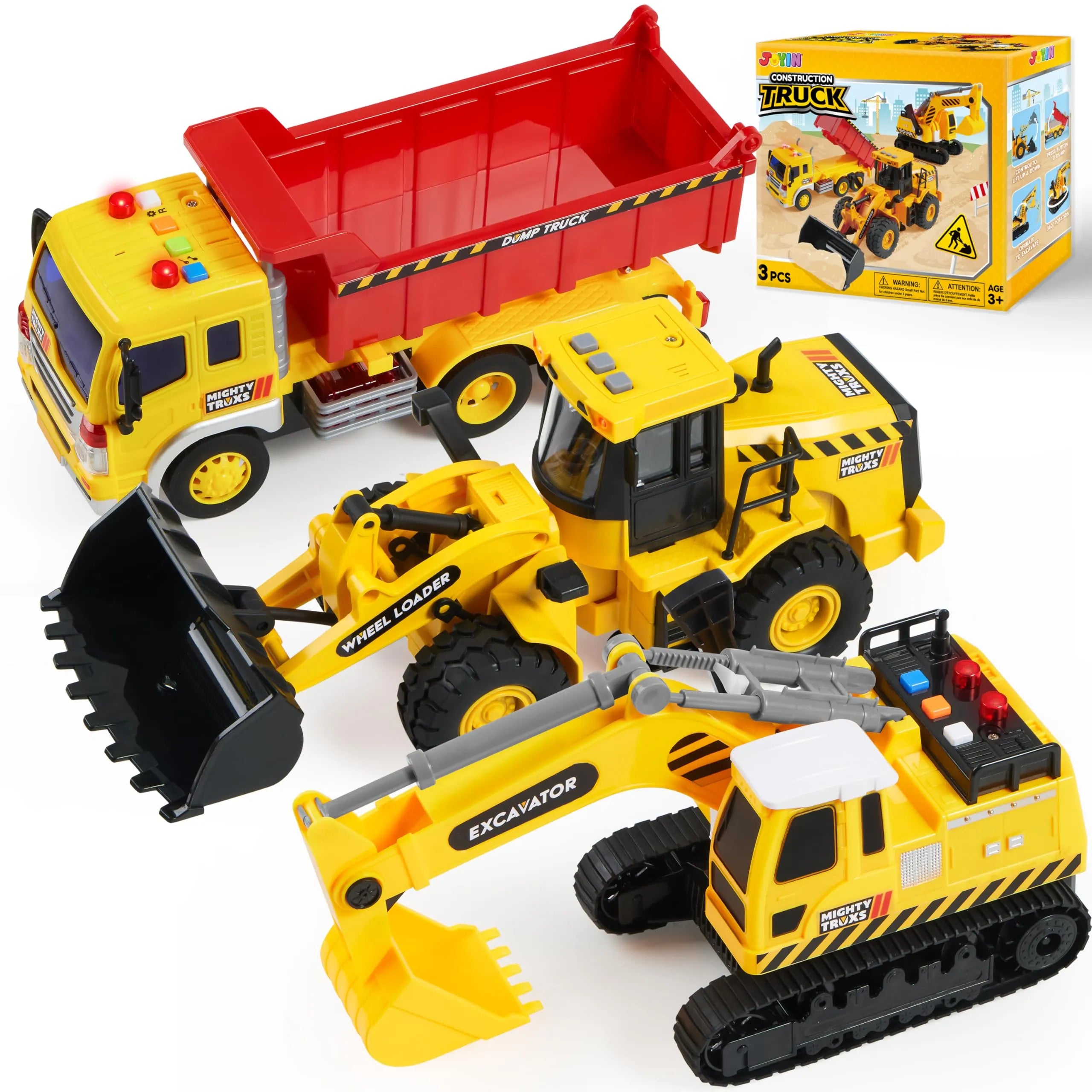 Construction Site Play Set with Excavator, Dump Truck and Loader