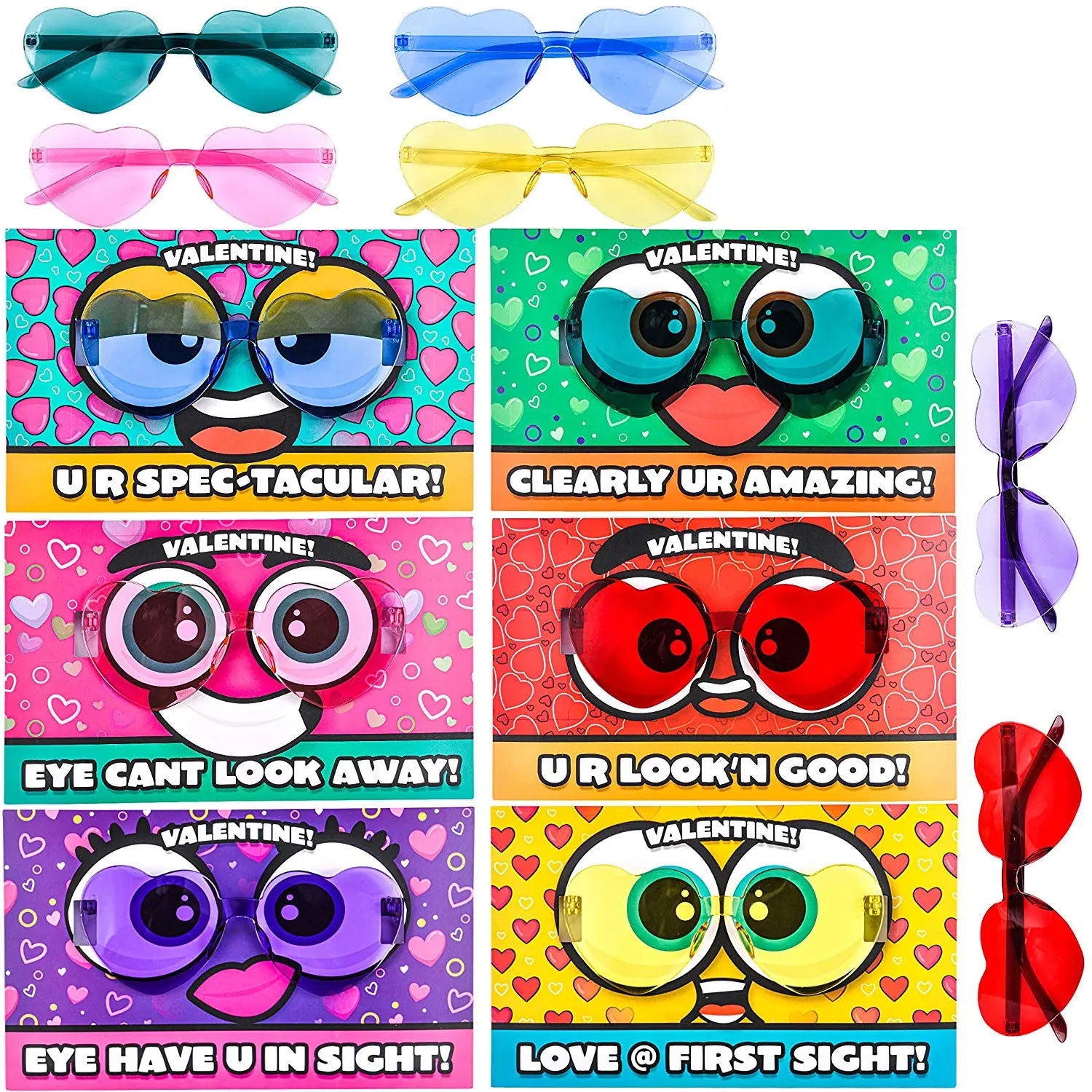 Valentine’s Day Heart Shaped Glasses With Cards (18 Packs) - Joyin