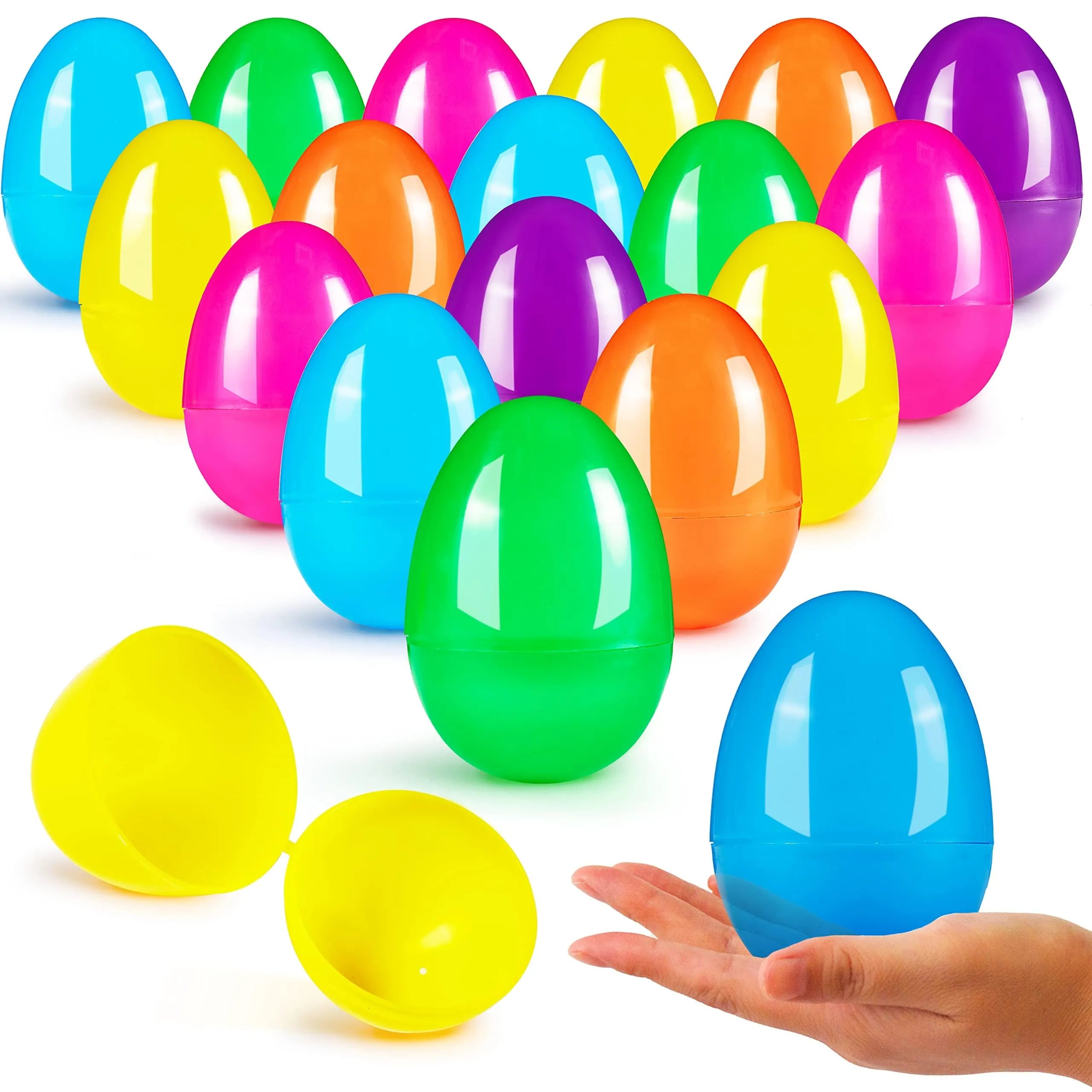 150Pcs 3.15in Colorful Bright Plastic Easter Egg Shells