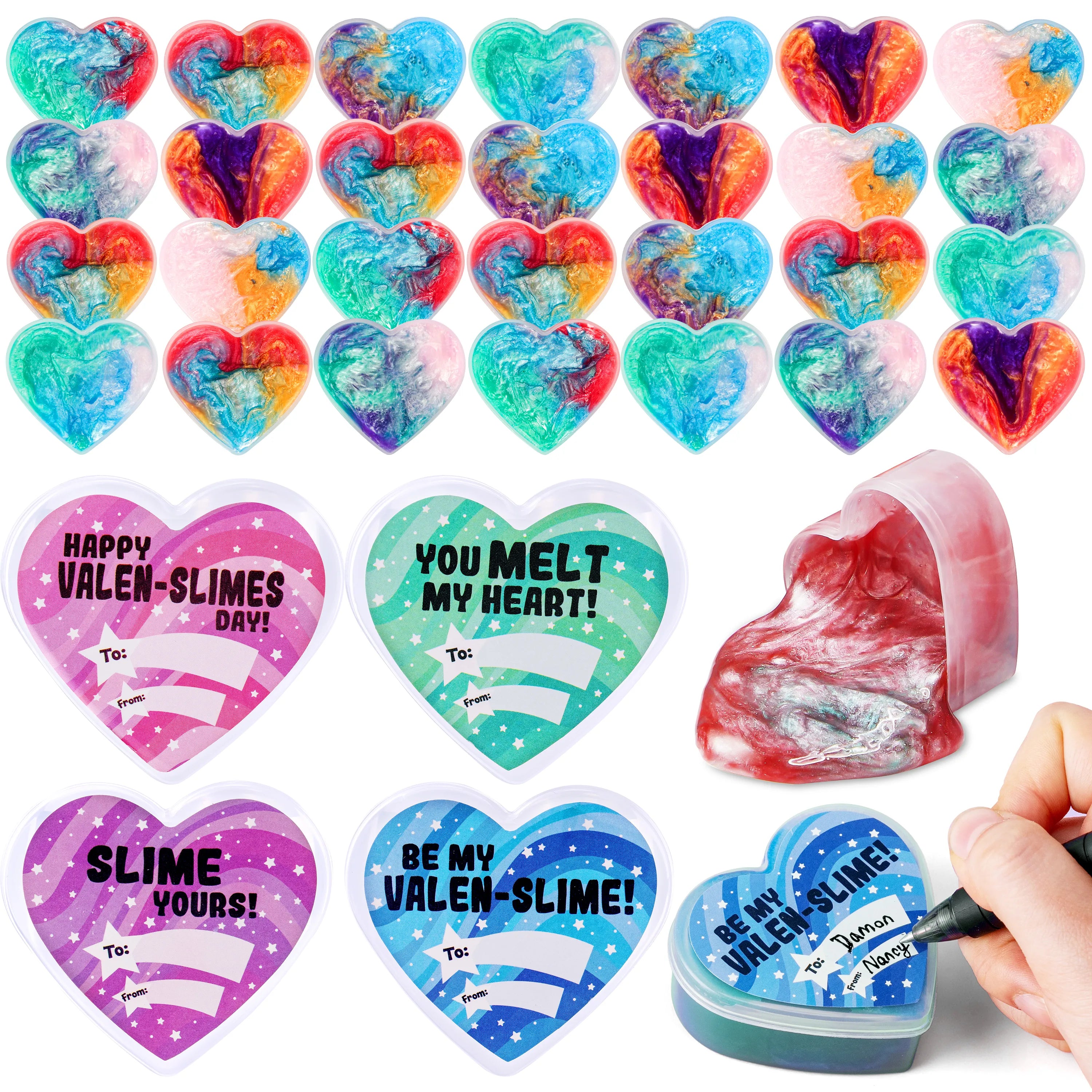 Valentines Day Slime Hearts (Cosmic Realm), 30 Pack - Joyin