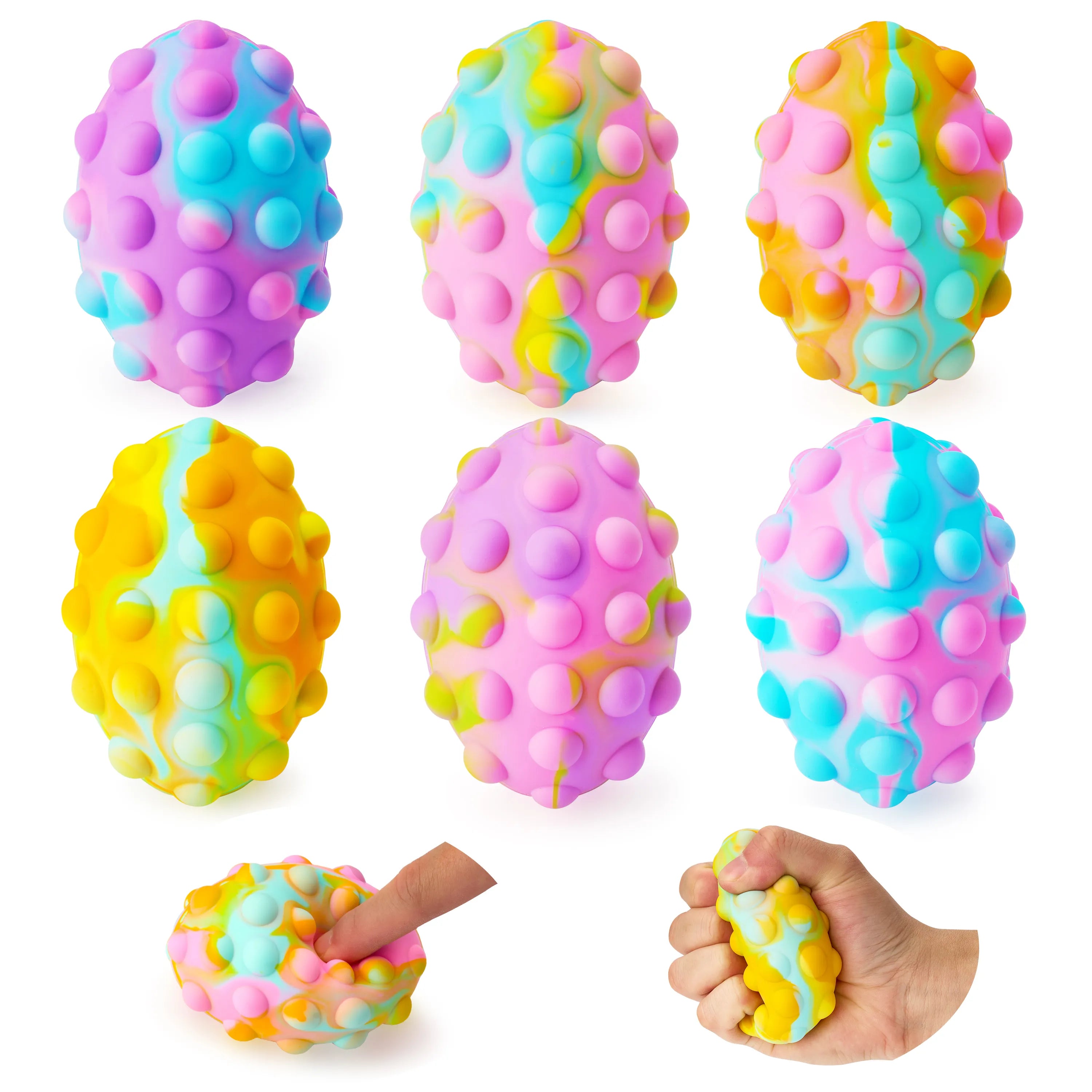 6Pcs Easter Pop Ball Fidget Eggs, Squishy Egg-Shaped pop Fidget Toy