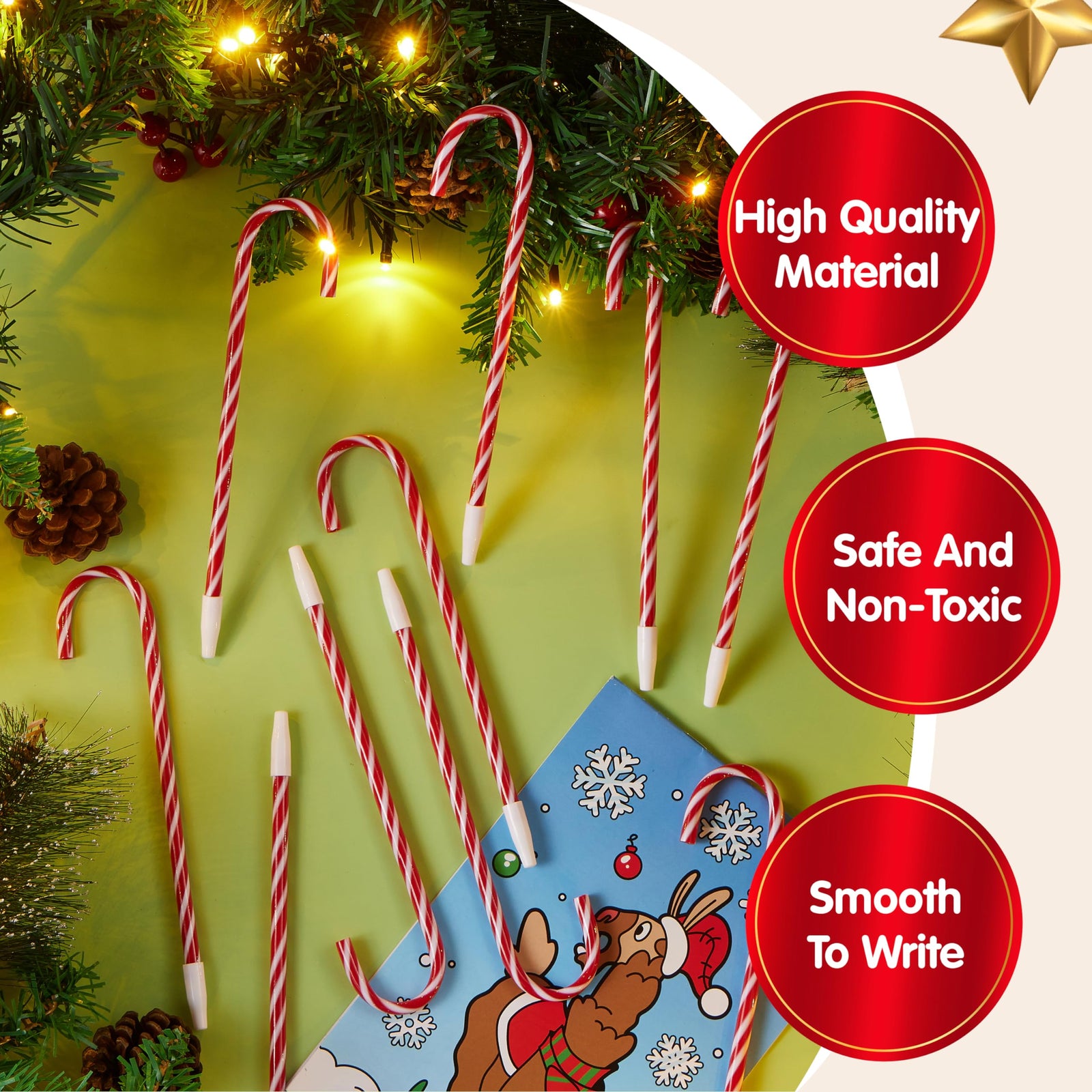 Candy Cane Ball Point Pens,48 Pcs-joyin