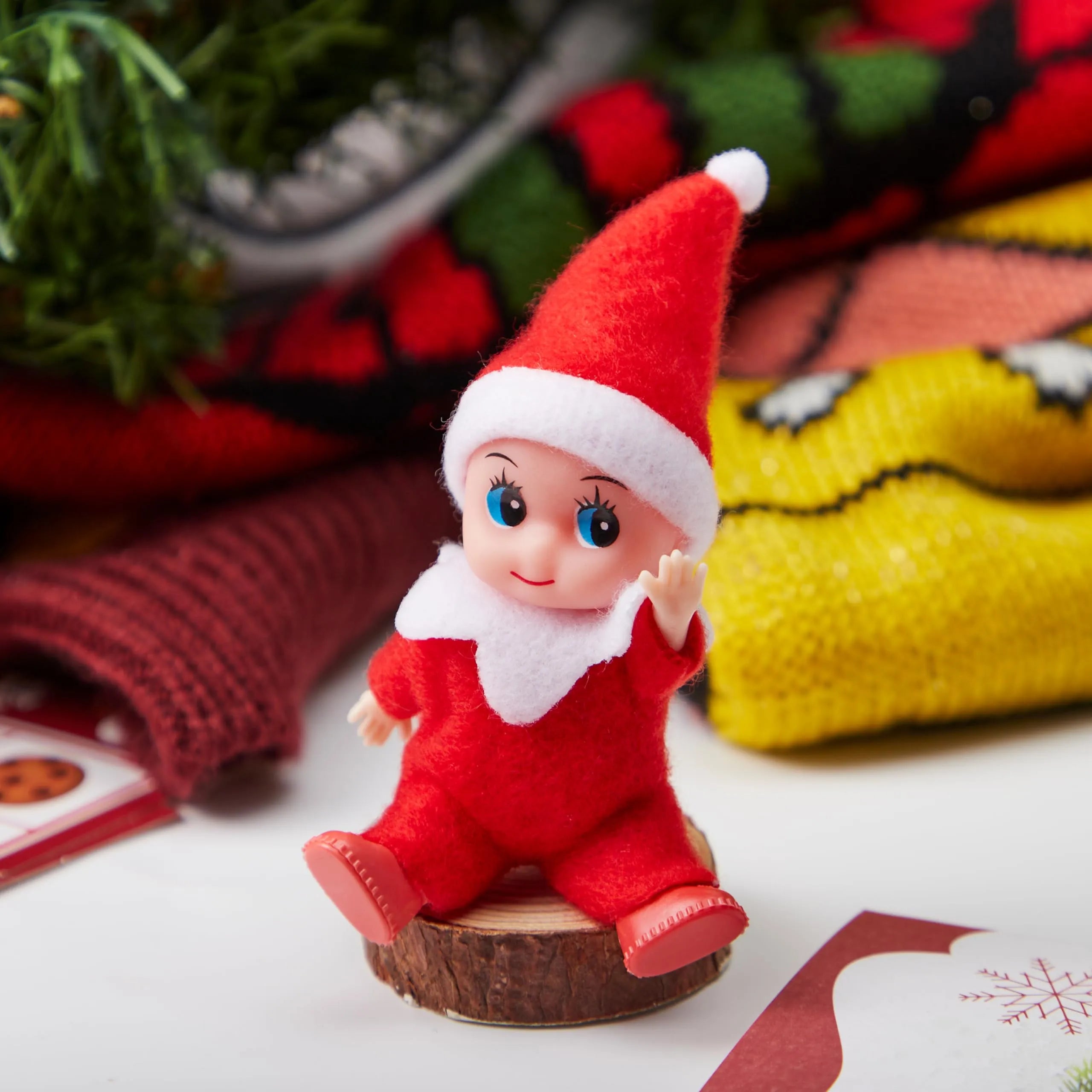 Christmas Red Tiny Soft Plush Elf Doll for Christmas Decor