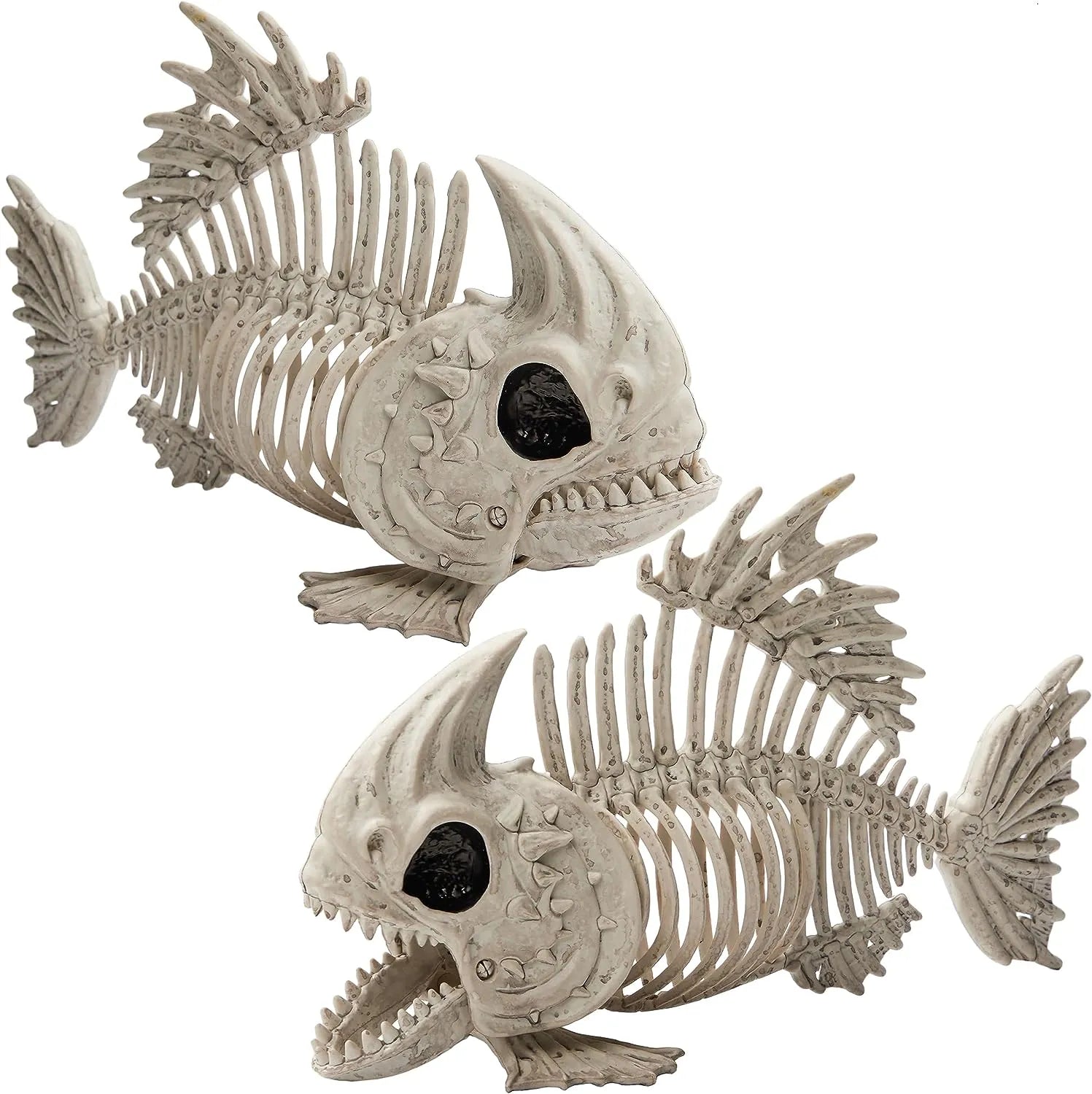 JOYIN 2Pcs 9.5in Halloween Fish Skeleton Animal Plastic Bones with Pos
