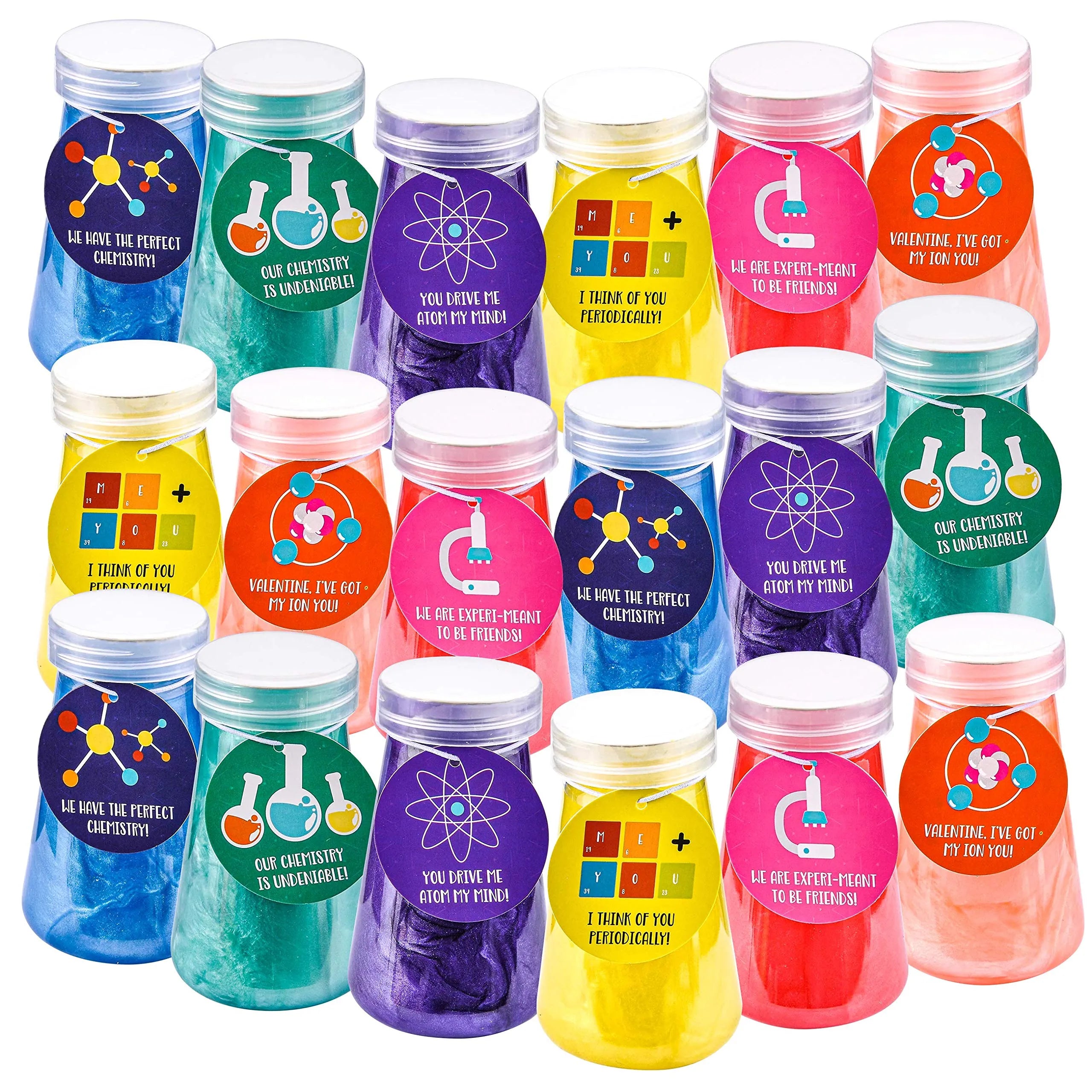 Science Themed Slime Beakers With Cards (18 Pack) - Joyin