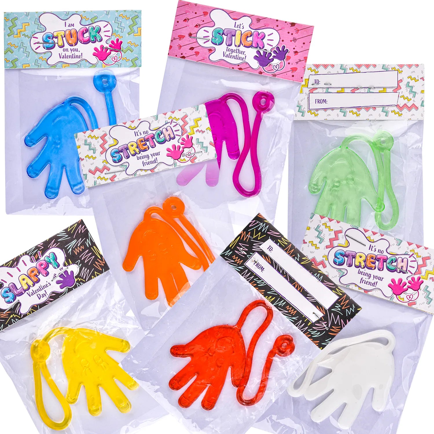 Sticky Hands With Card Headers For Kids (28 Packs) - Joyin