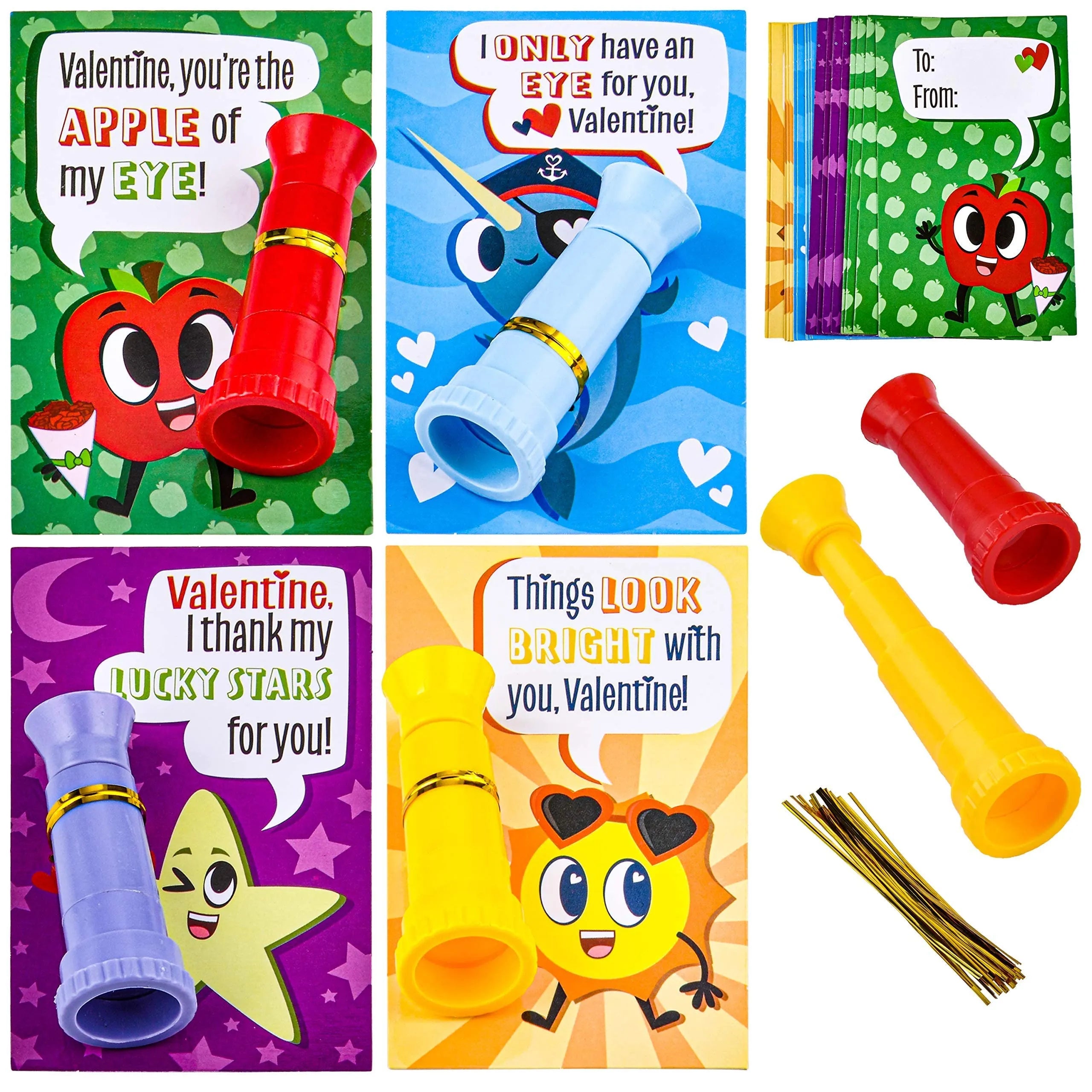 Valentines Day Cards With Telescopes For Kids (28 Pcs)
