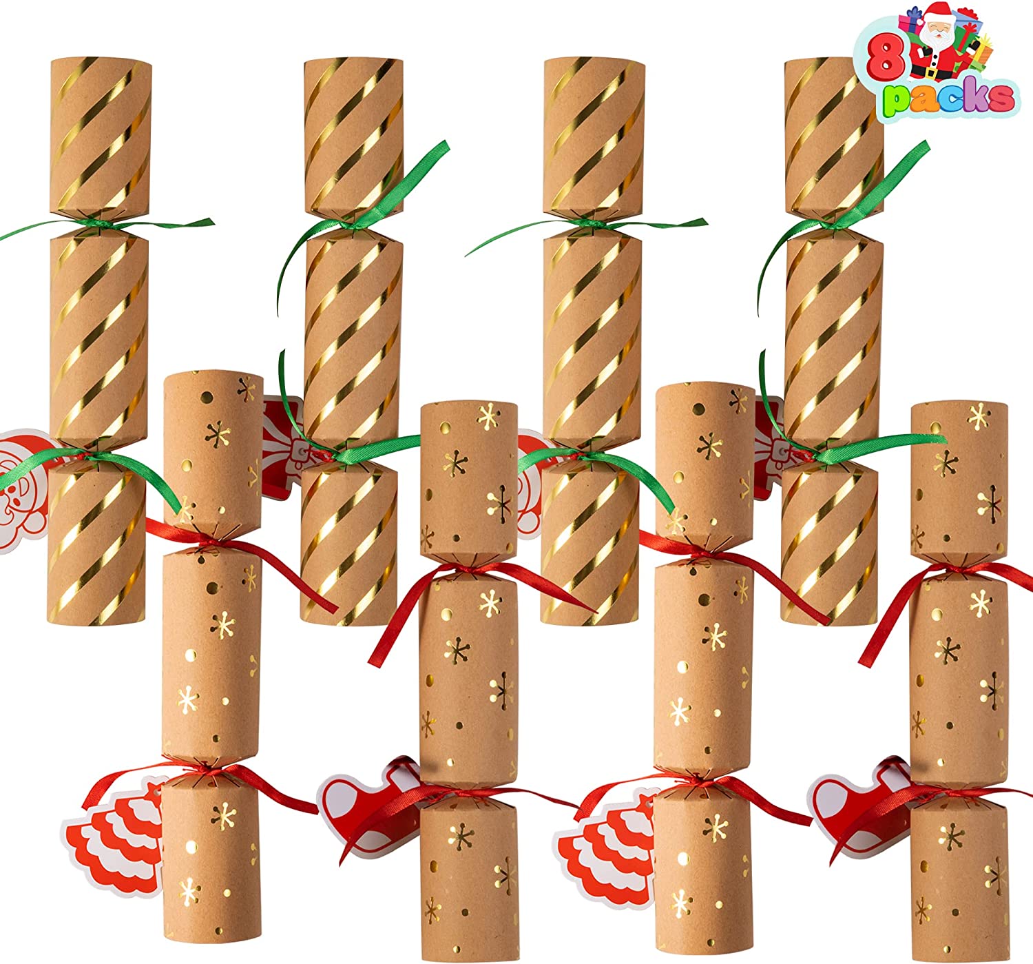 8Pcs Kraft Style Christmas Cracker Set