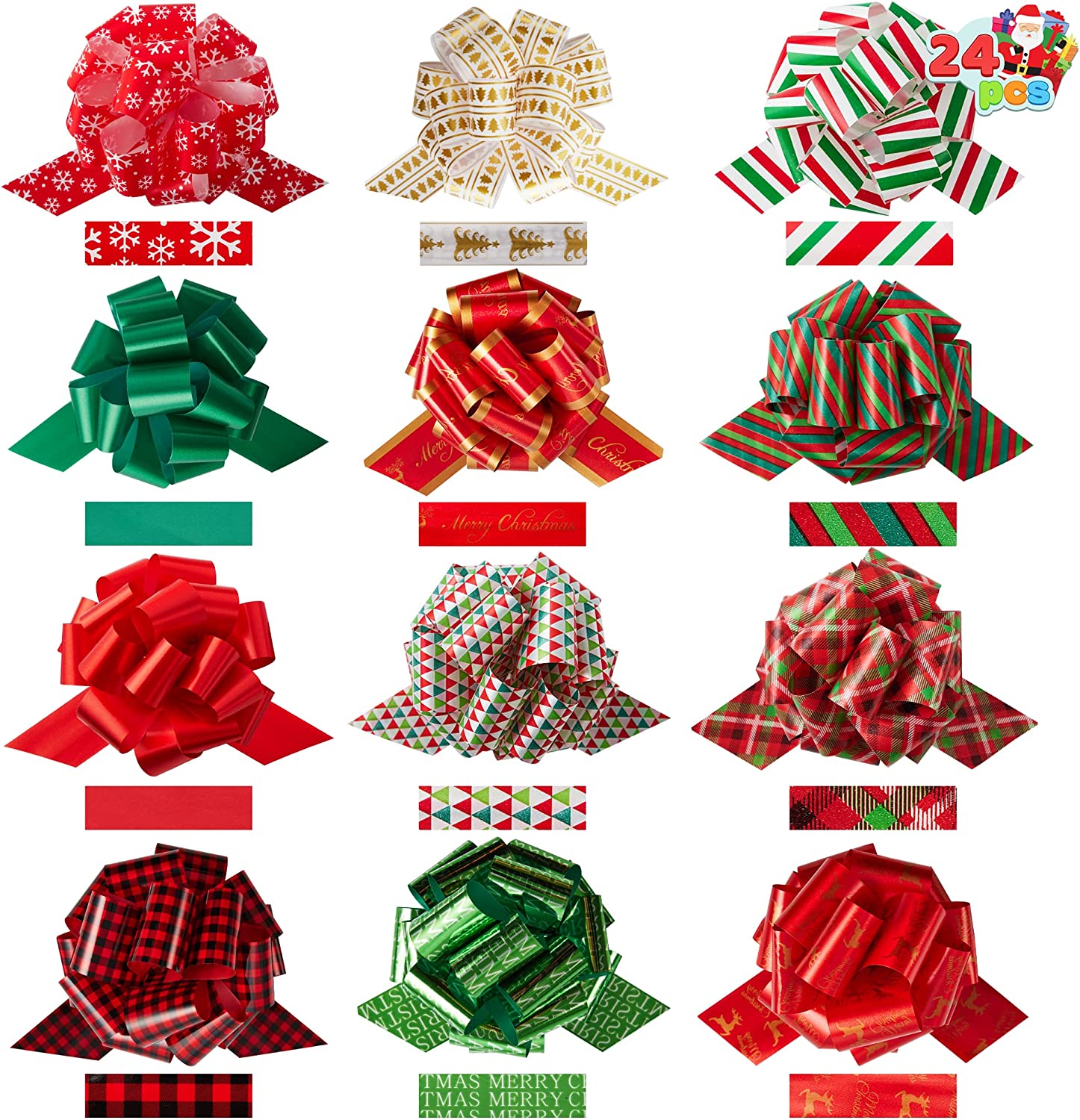 24Pcs Christmas Gift Wrap Ribbon