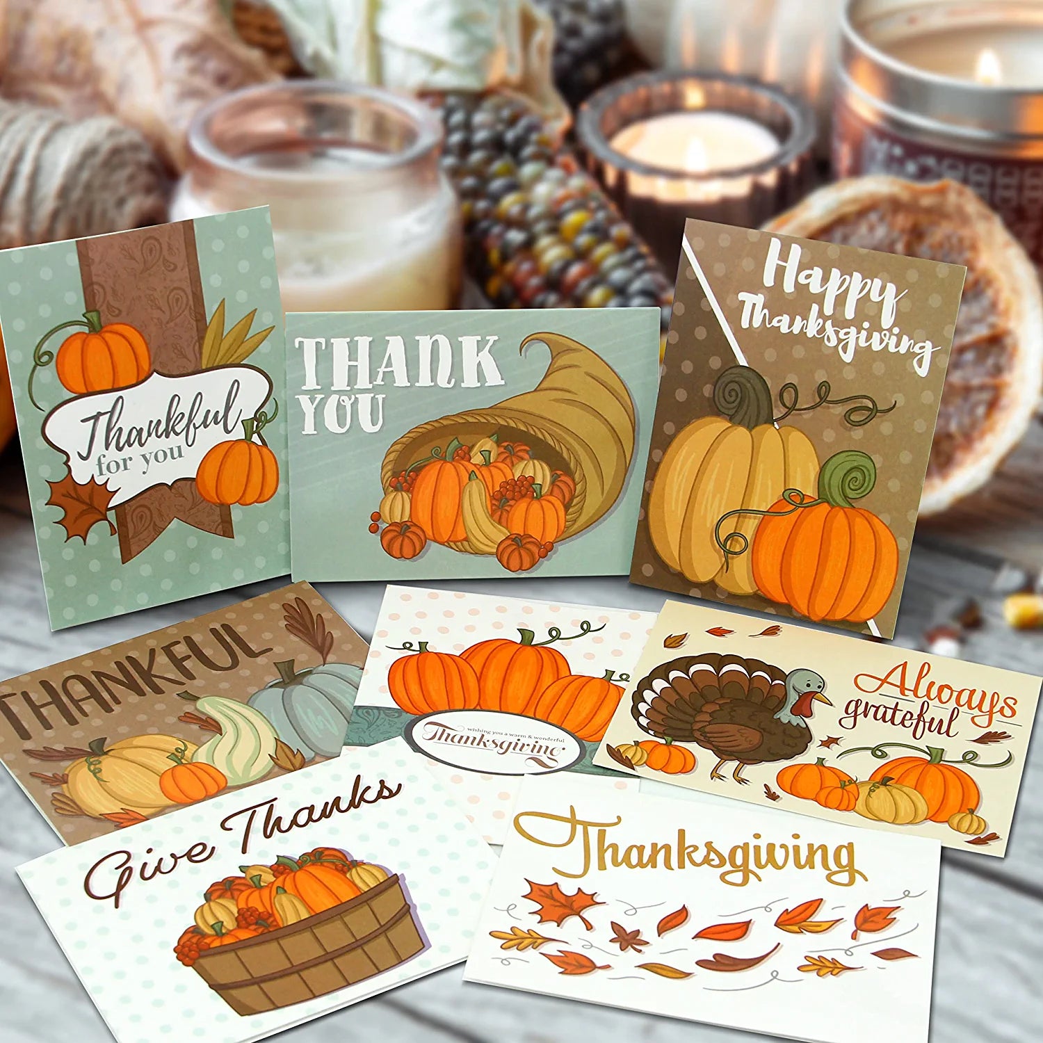 Pumpkin Thanksgiving Greeting Gift Cards, 36 Pcs
