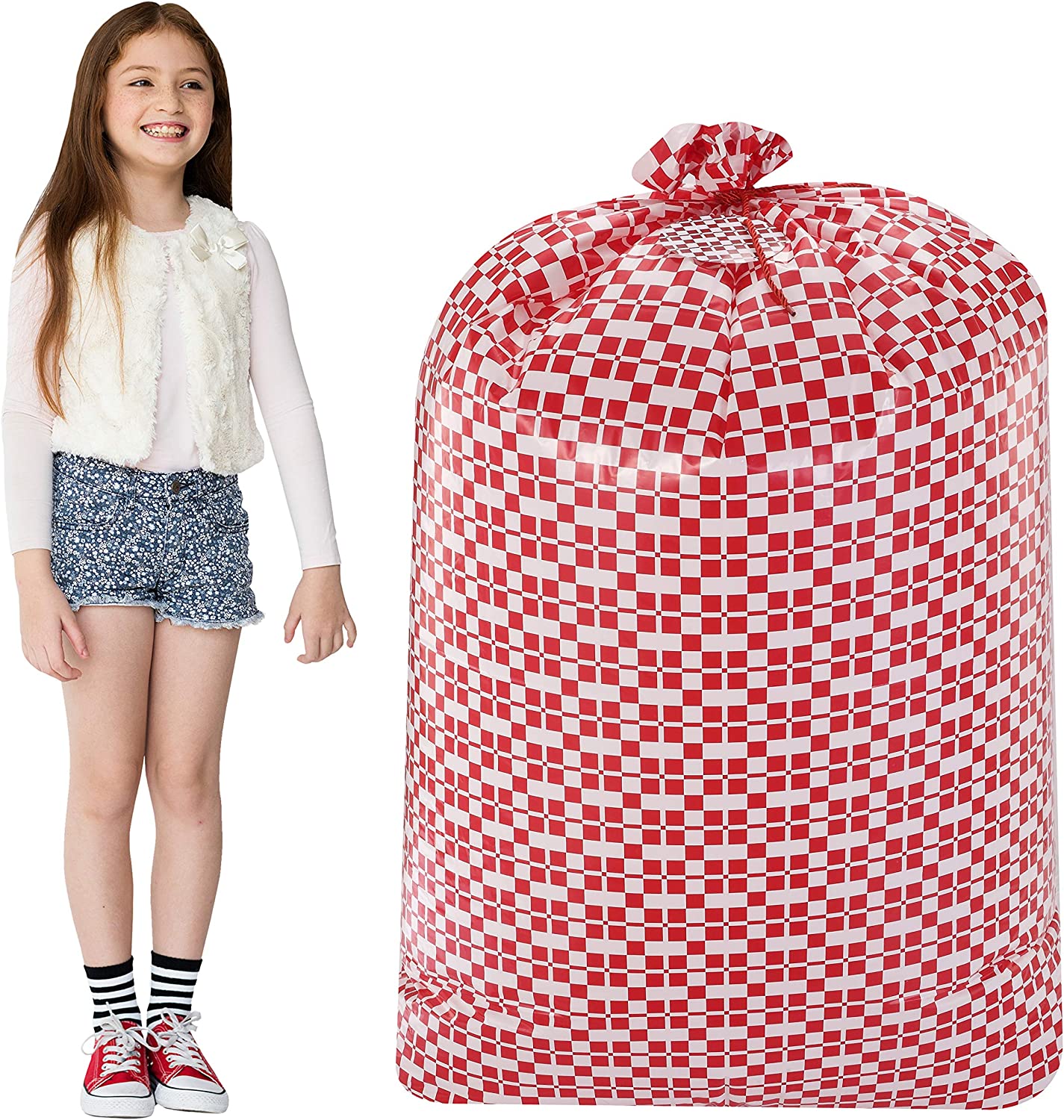 JOYIN | Large Holiday Plastic Gift Bags (Red), 3 Pcs