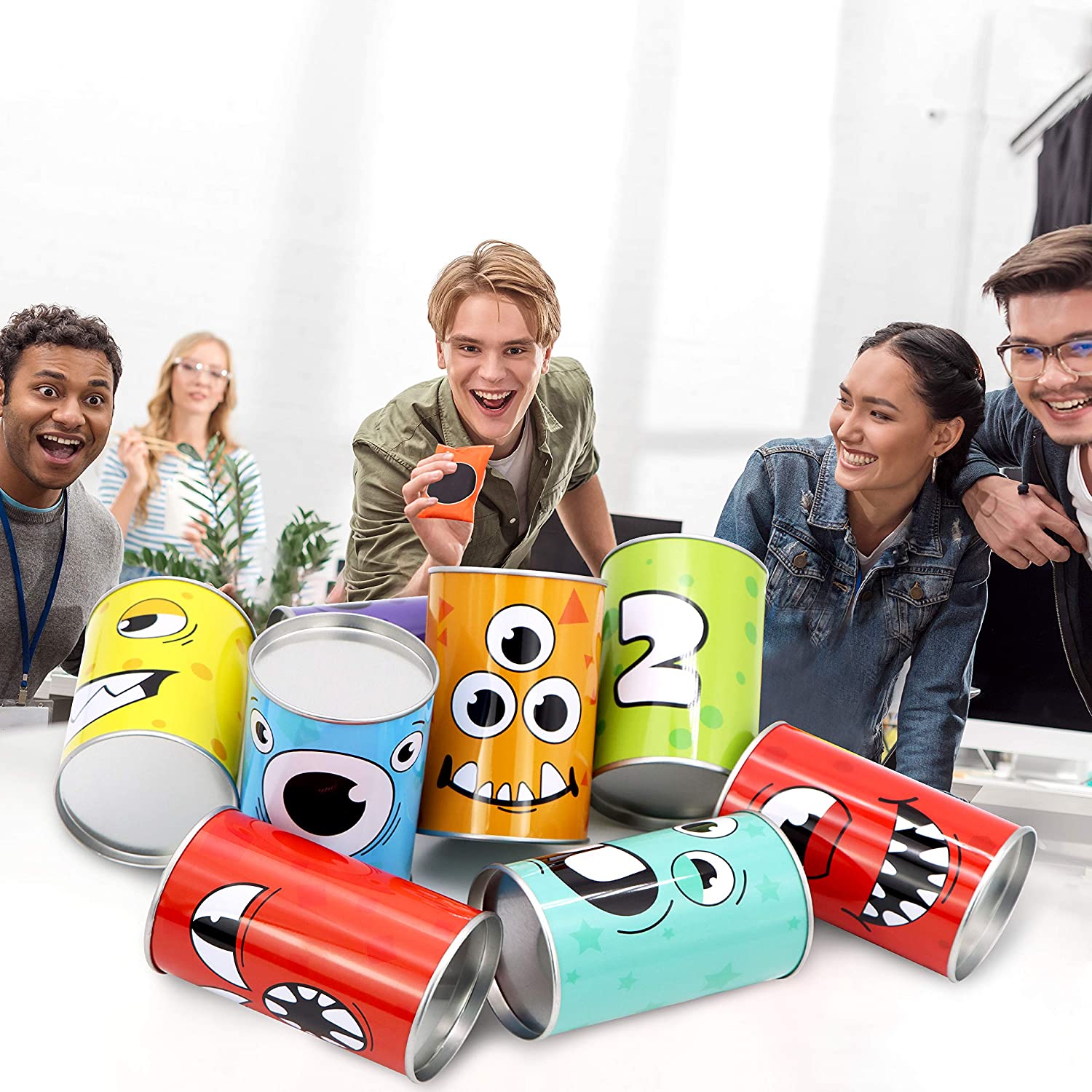 13 Pcs Carnival Bean Bag Toss Knockdown Can Game Set -joyin