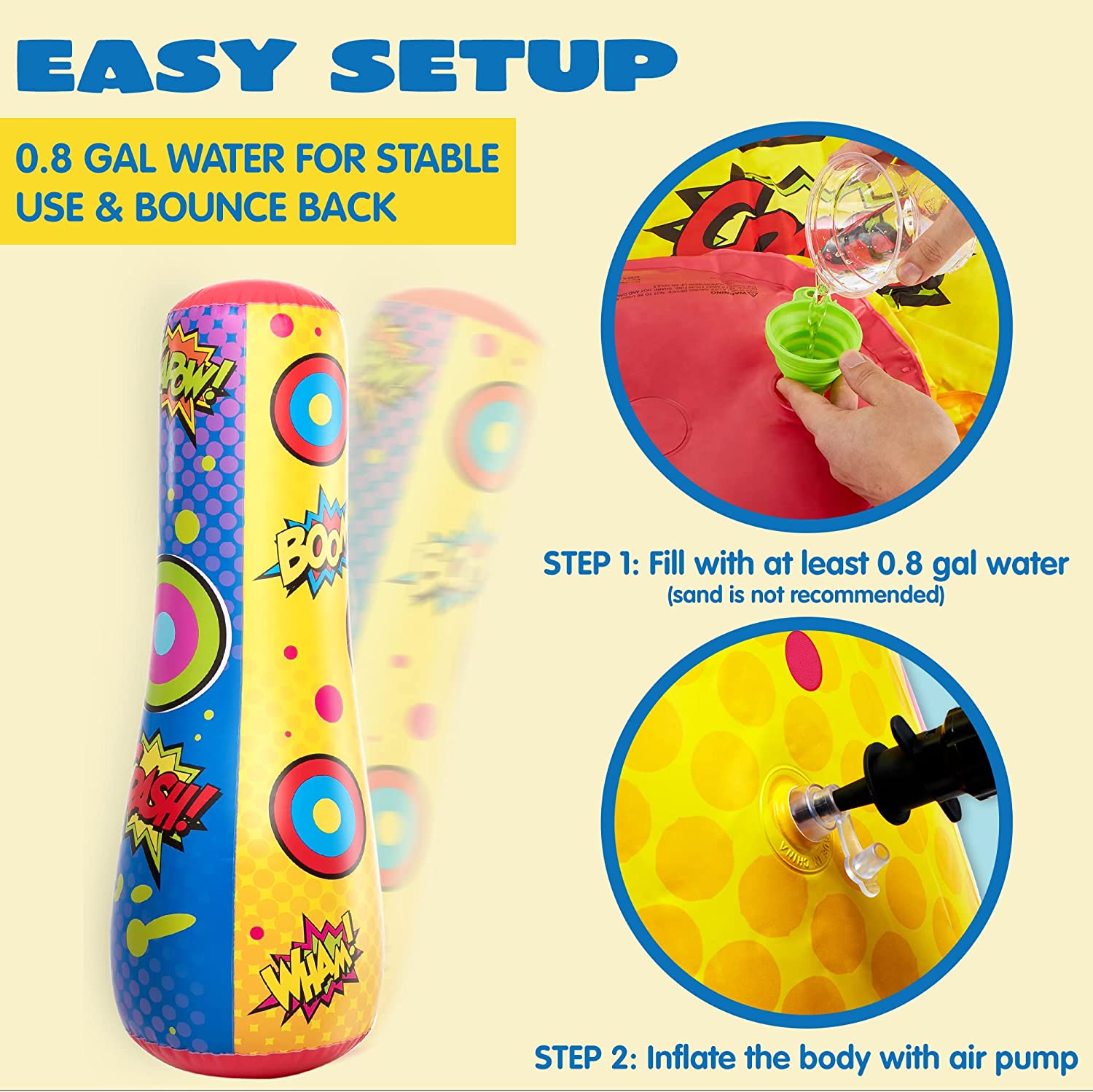 Joyin | Inflatable Bopper Punching Bag With Bounce-back Action (single ...