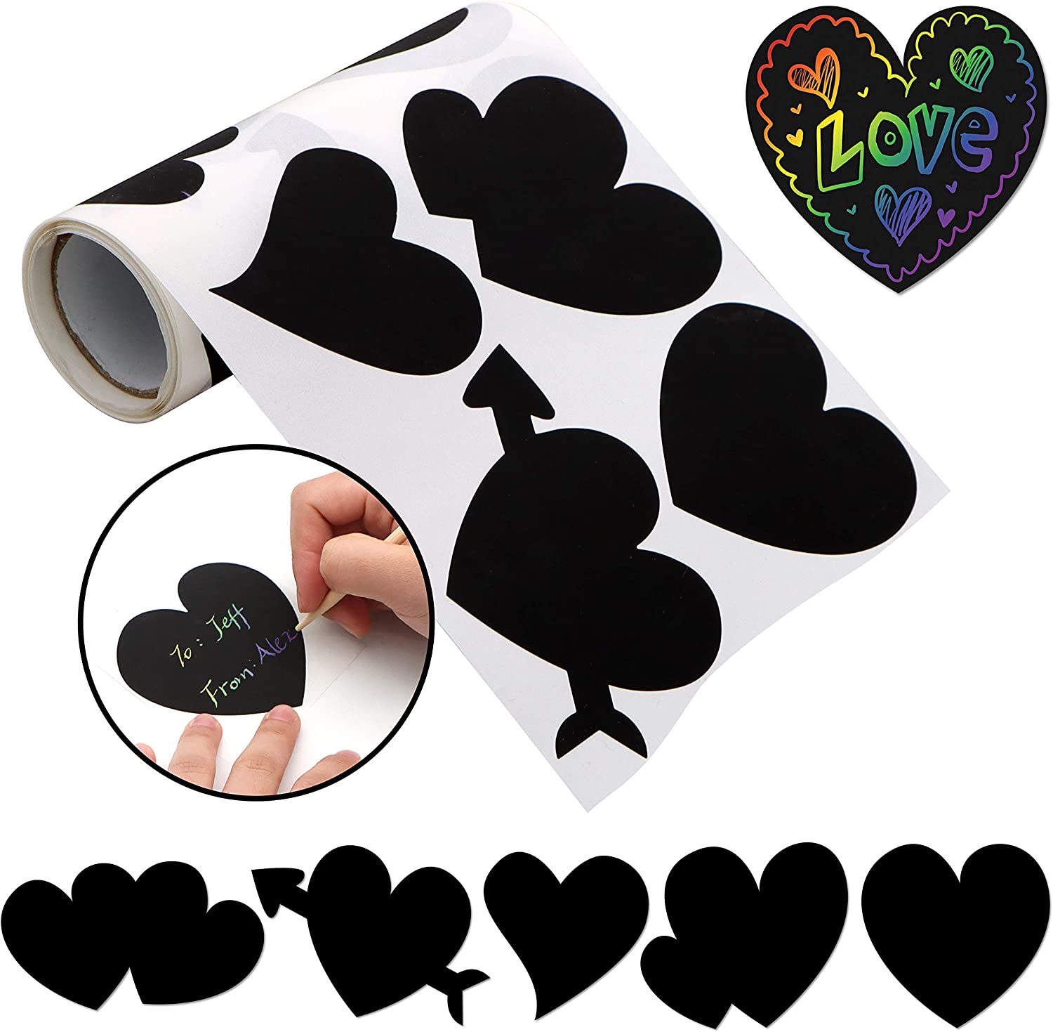 Valentines Day Gift Cards In Heart Shape Scratch Sticker Roll- Joyin