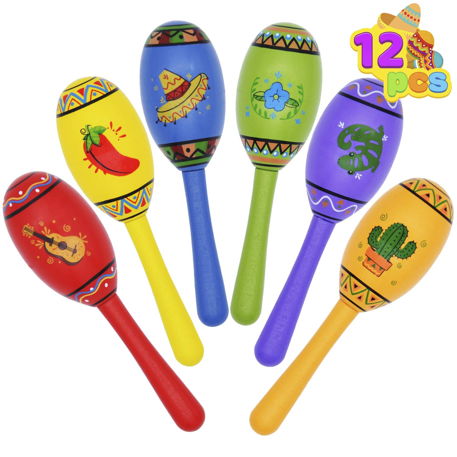 JOYIN | Mini Wooden Maracas, 12 Pcs
