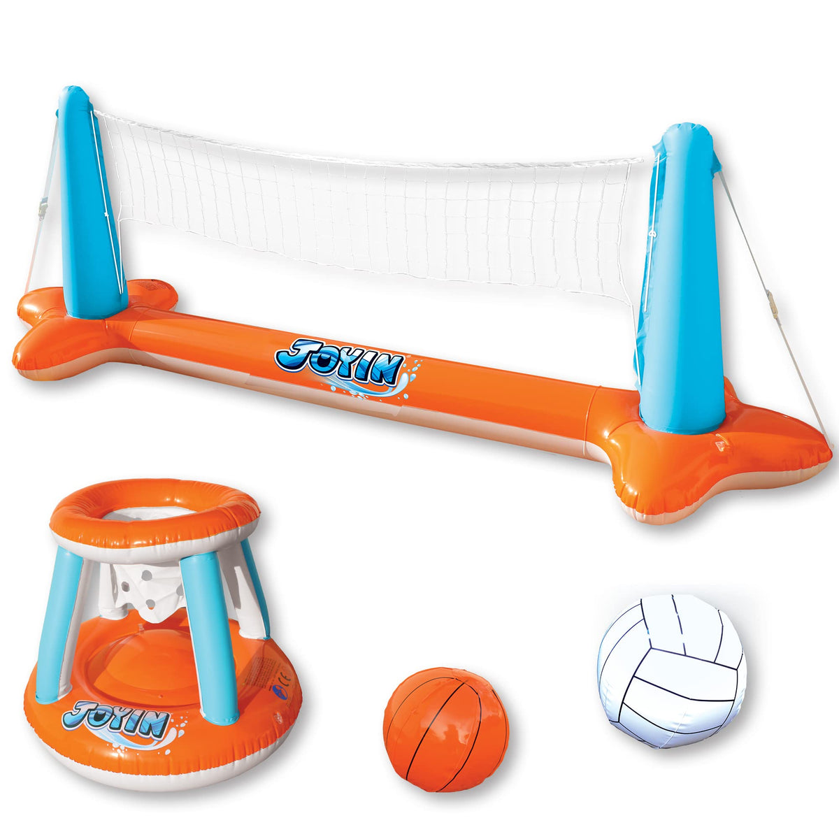 Pool Floats JOYIN Inflatable Volleyball Net & Basketball Hoops Pool ...
