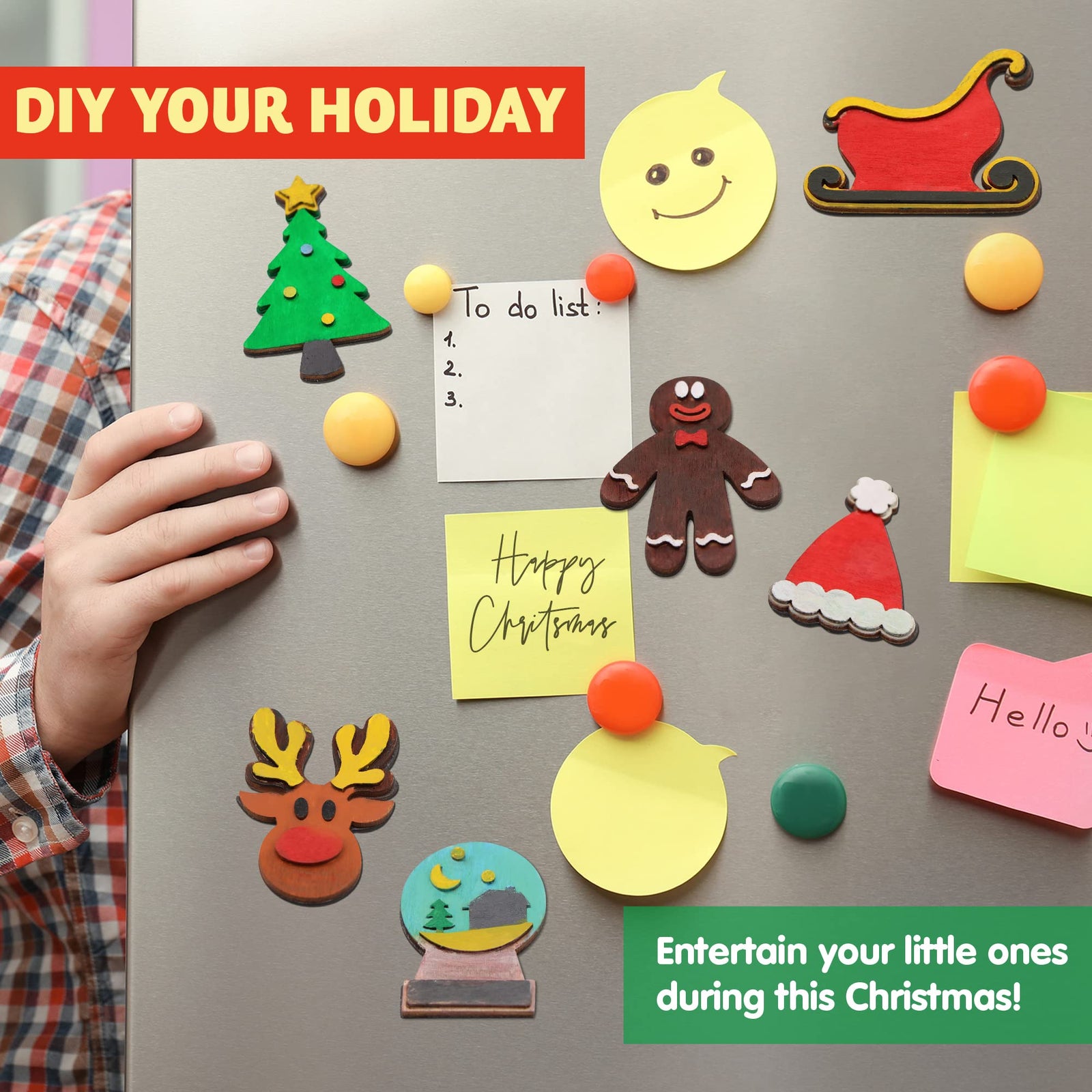 Joyin | Christmas Wooden Magnet Creativity Arts & Crafts Painting Kit