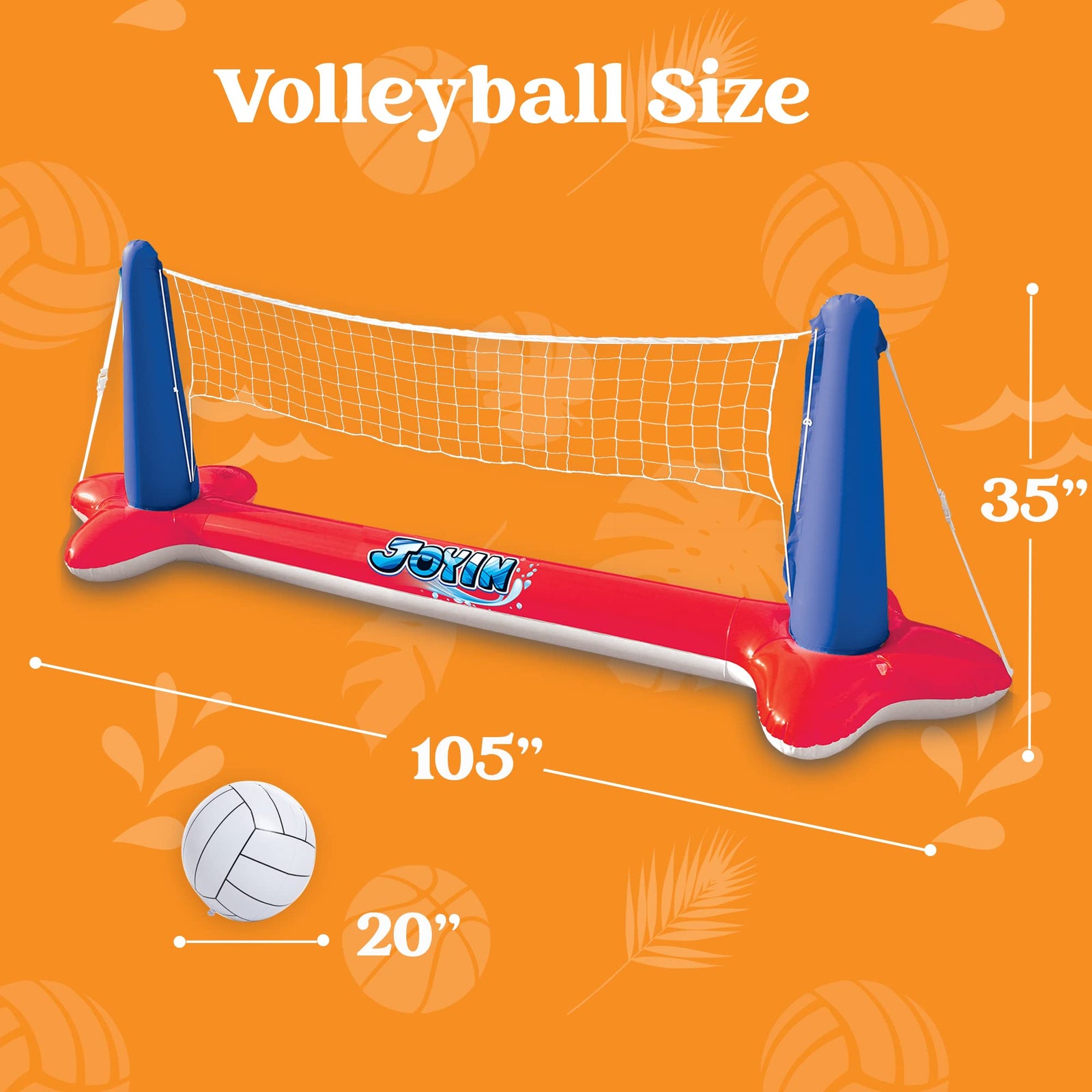 SLOOSH - Inflatable Volleyball Net & Basketball Hoops Red & Blue Pool