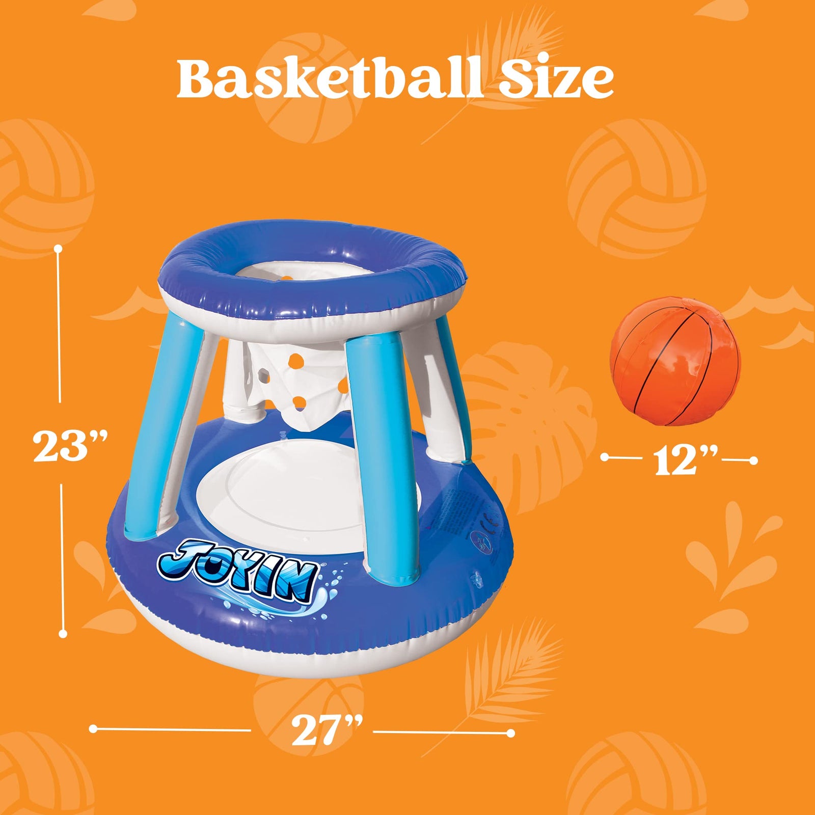 Inflatable Volleyball Net & Basketball Hoops Blue Pool Float Set-joyin