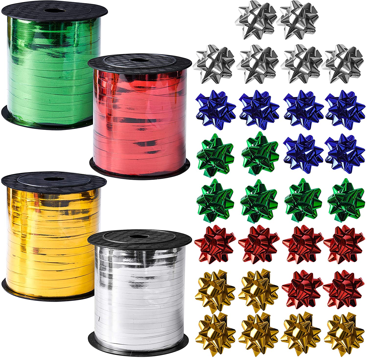 Curling Ribbons With 30 Pcs Bows, 4 Pack Joyin